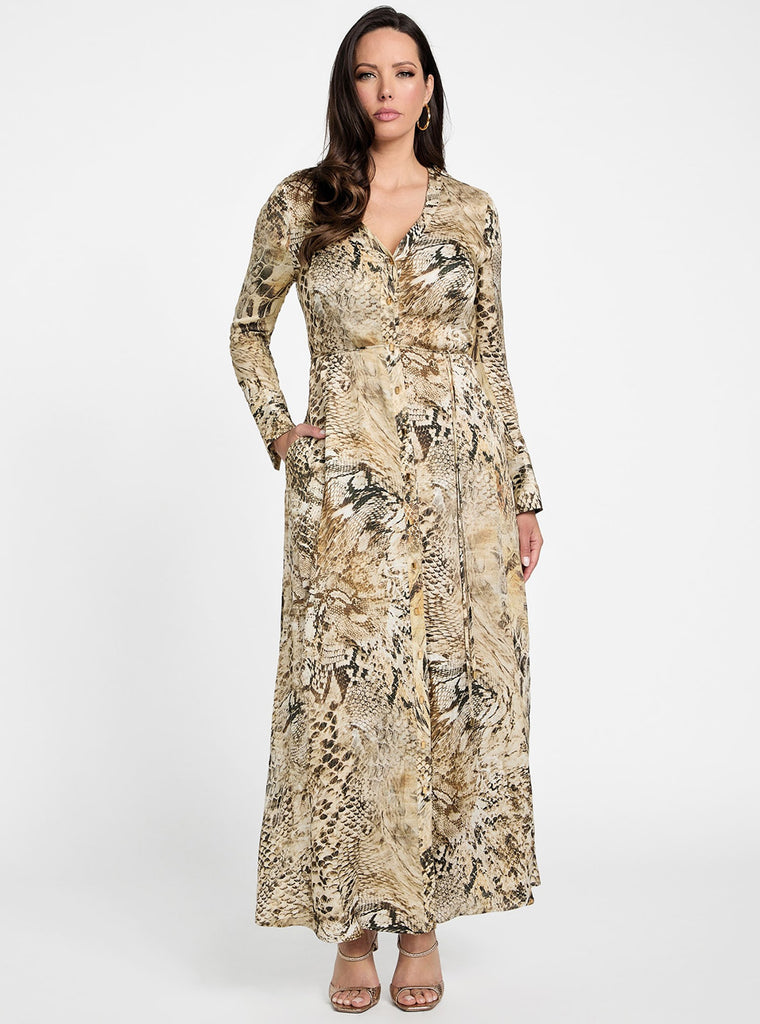 Eco Marciano Skin Print Giselle Maxi Dress | GUESS