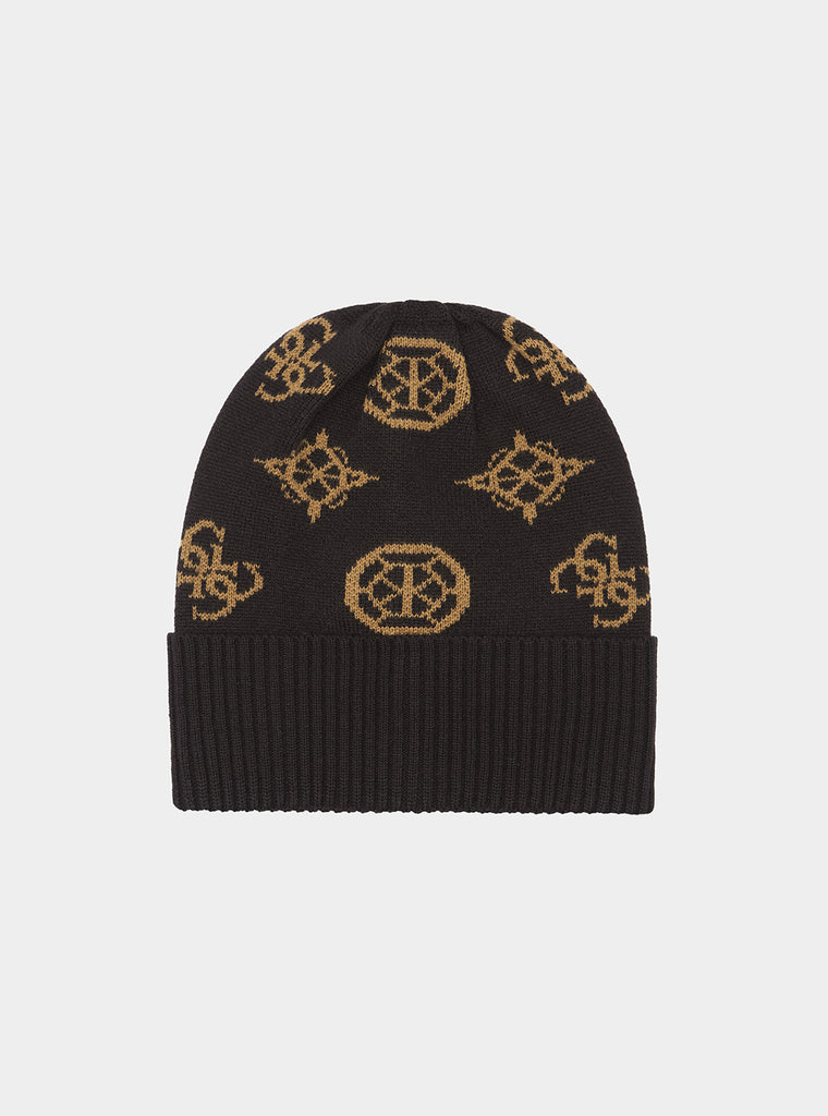 Black Logo Maxi Peony Beanie | GUESS