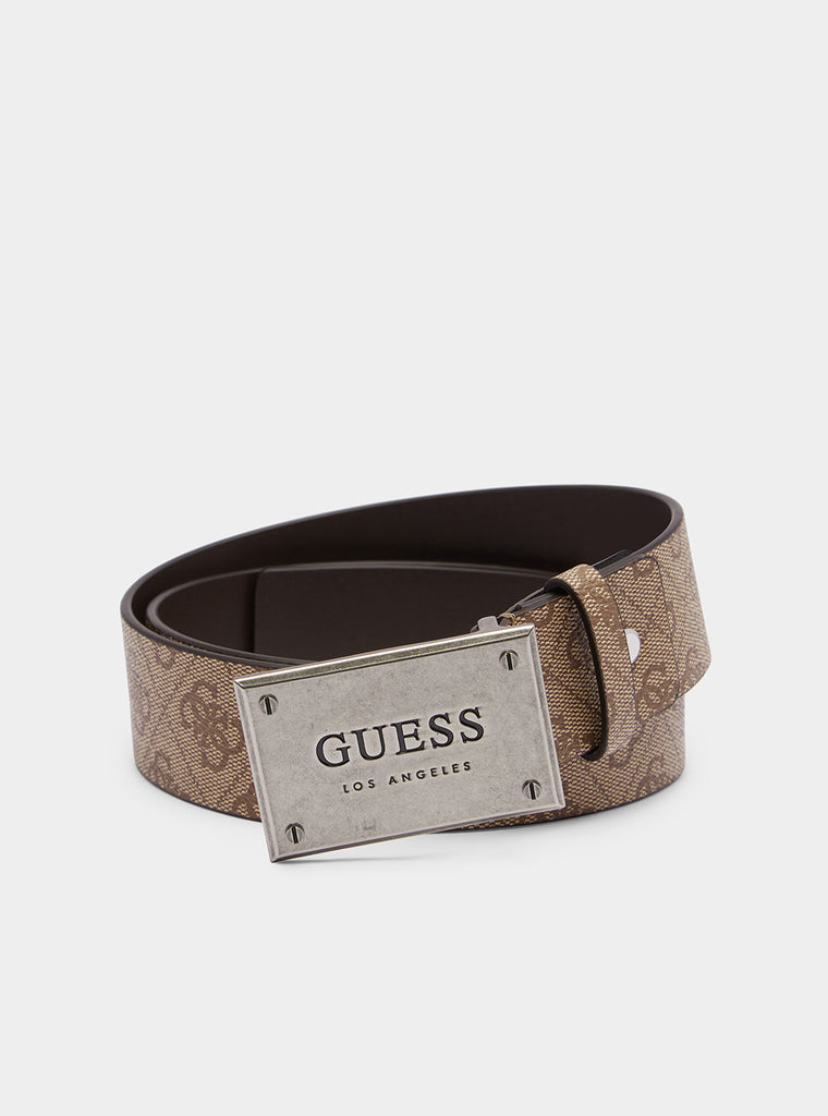Beige Brown Vezzola Adjustable Reversible Belt - GUESS