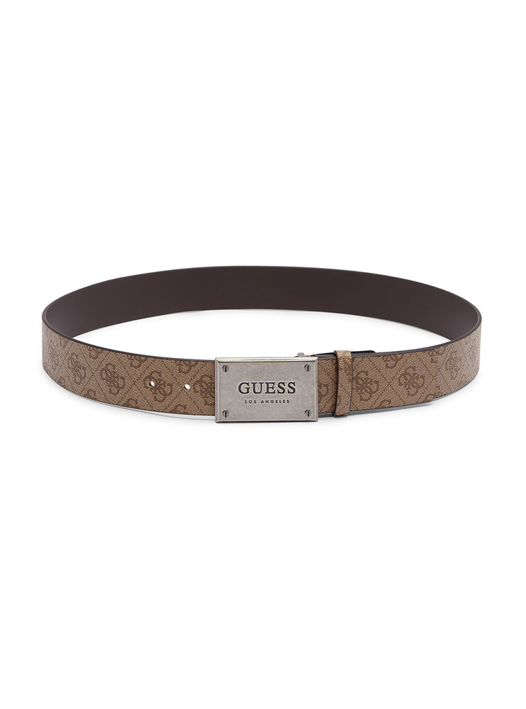Beige Brown Vezzola Adjustable Reversible Belt - GUESS