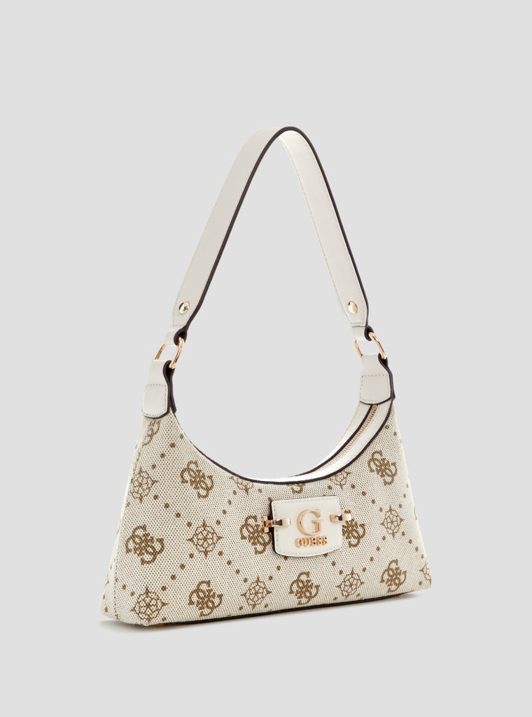 White Logo Neda Top Zip Shoulder Bag | GUESS