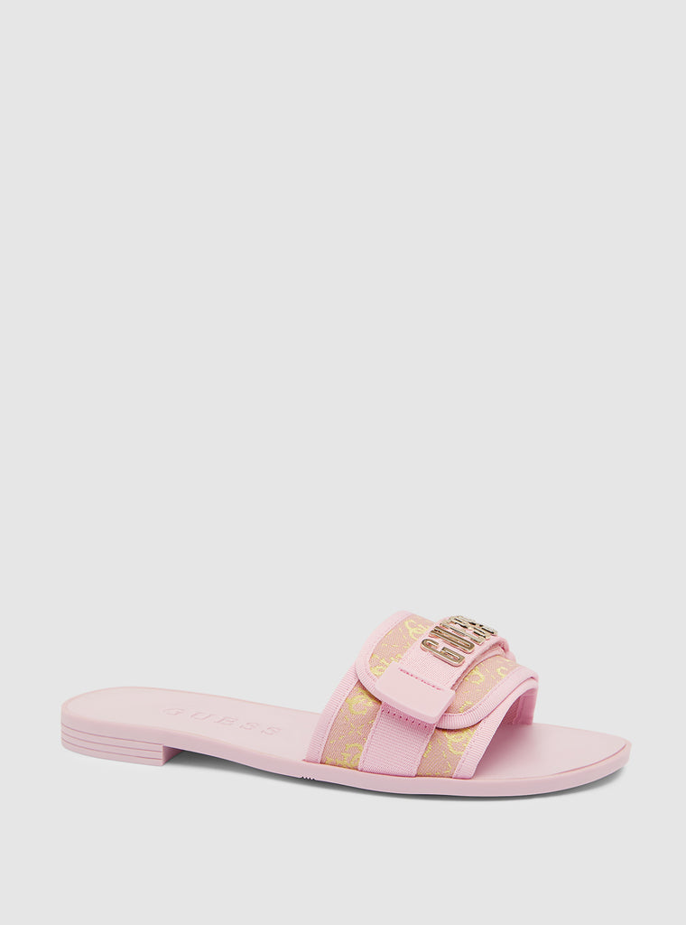 Pink Logo Elyze Slide Sandals | GUESS
