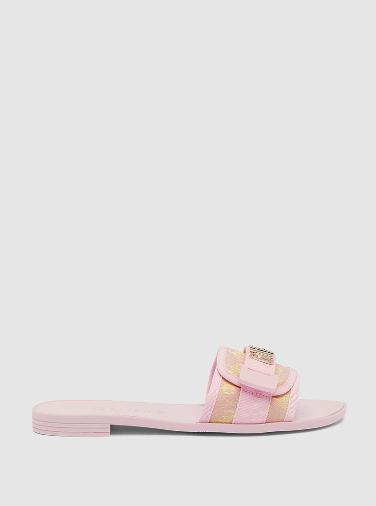 Pink Logo Elyze Slide Sandals | GUESS
