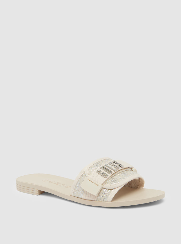 Beige Logo Elyze Slides - GUESS