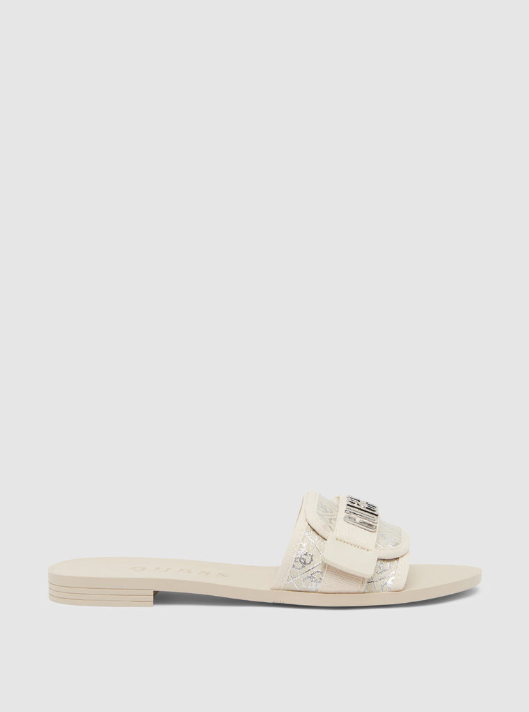 Beige Logo Elyze Slides - GUESS