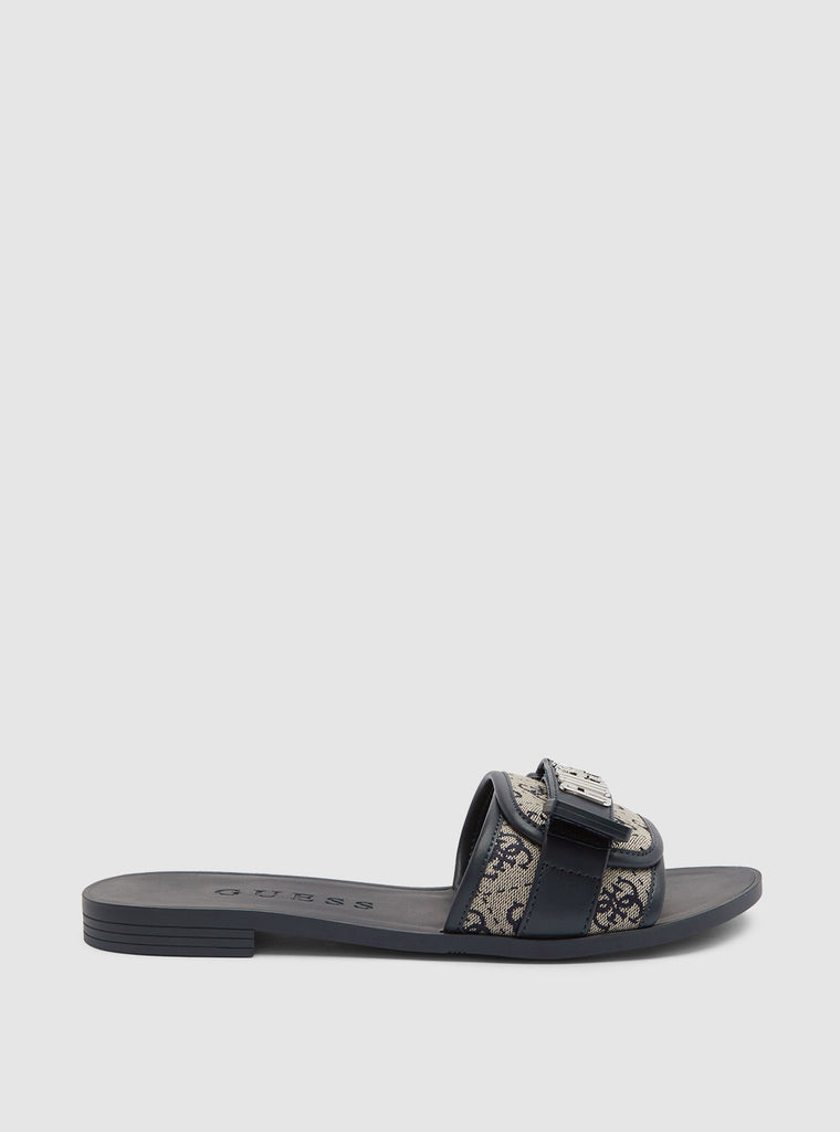 Dark Blue Elyze Slide Sandals | GUESS