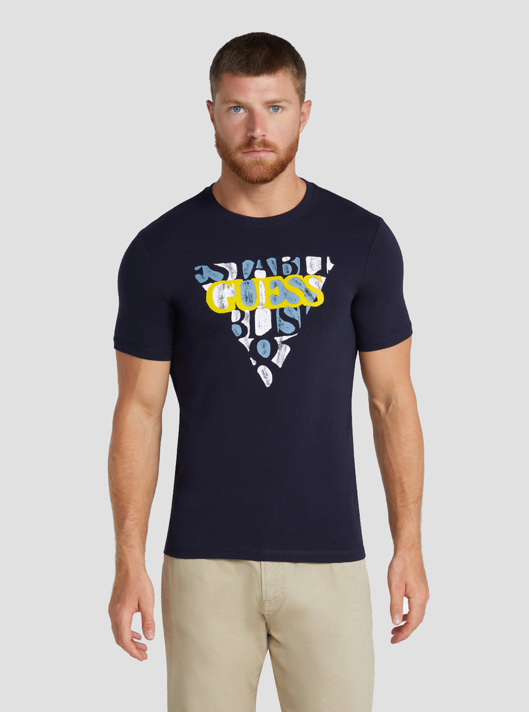 Eco Blue Blurri Logo T-Shirt - GUESS
