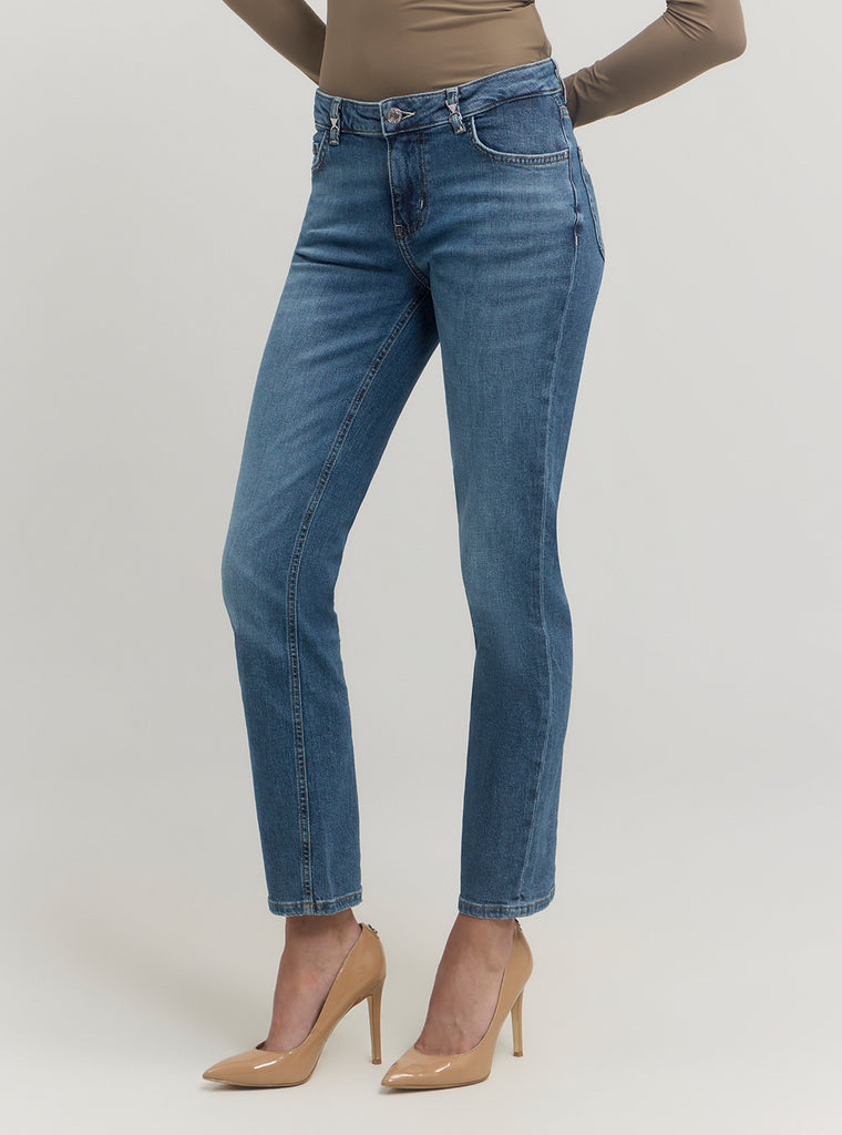 Blue Denim Brooklyn Low-Rise Jeans in Mid Wash | GUESS