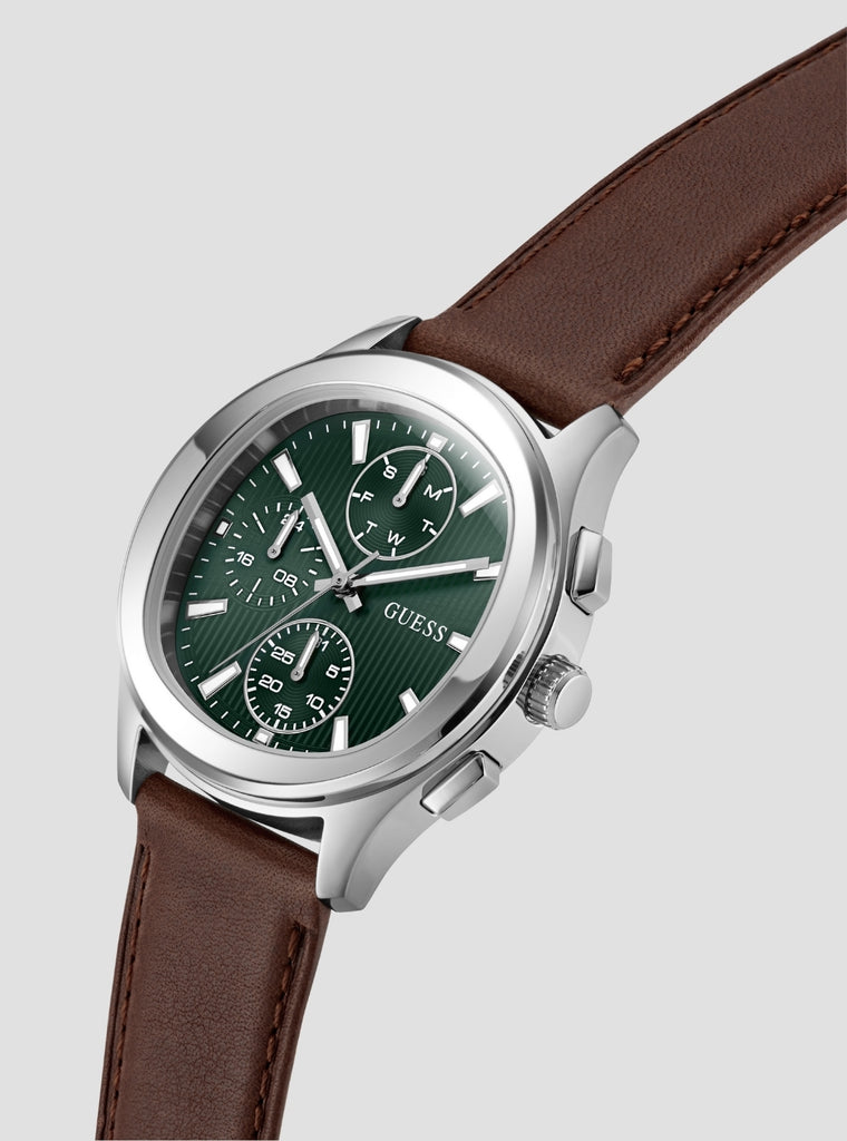 Brown Silver Palmer Watch | GUESS