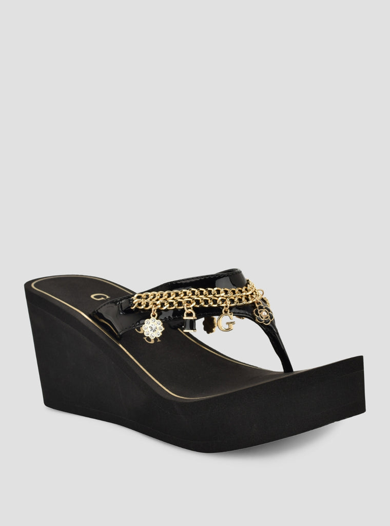 Black Sutton Wedge Sandal | GUESS