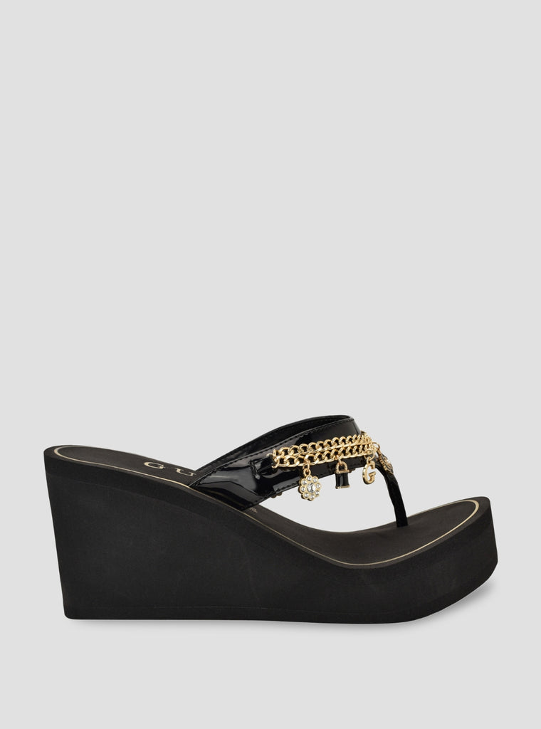 Black Sutton Wedge Sandal | GUESS