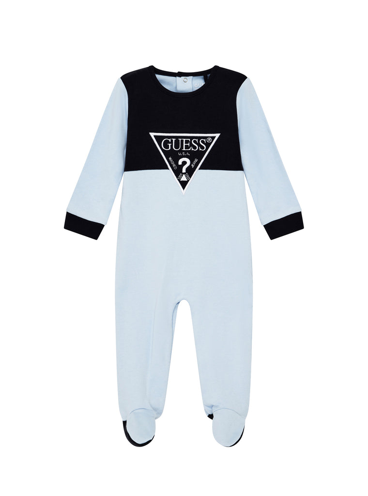 Eco Blue Interlock Overall (0–9m) | GUESS