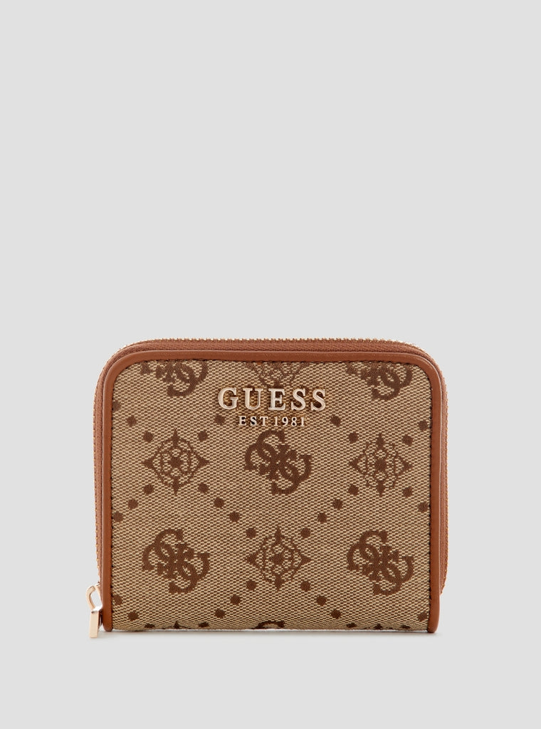 Brown Logo Neda Small Zip Around Wallet | GUESS