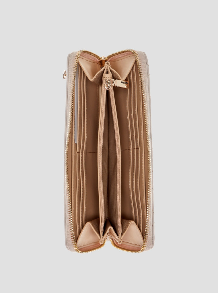 Brown Logo Neda Large Zip Around Wallet | GUESS