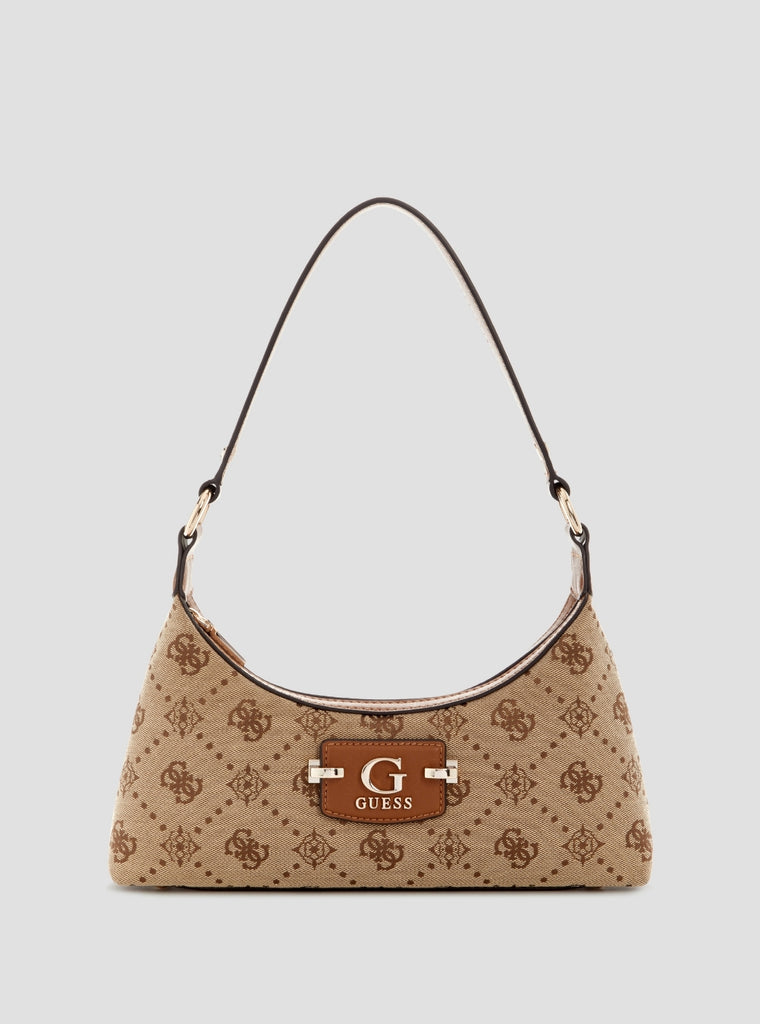 Brown Logo Neda Top Zip Shoulder Bag | GUESS