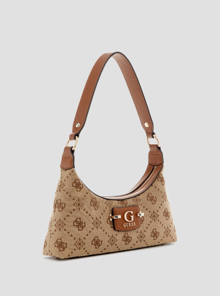 Brown Logo Neda Top Zip Shoulder Bag | GUESS