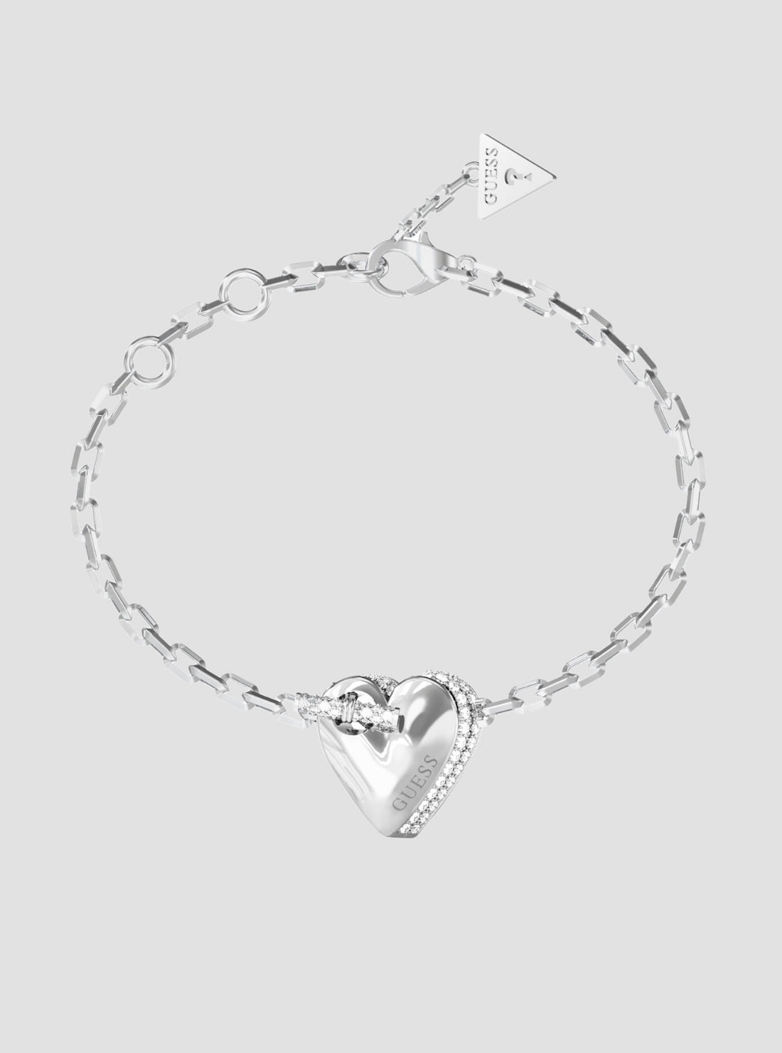 Silver T-Bar Heart Bracelet | GUESS