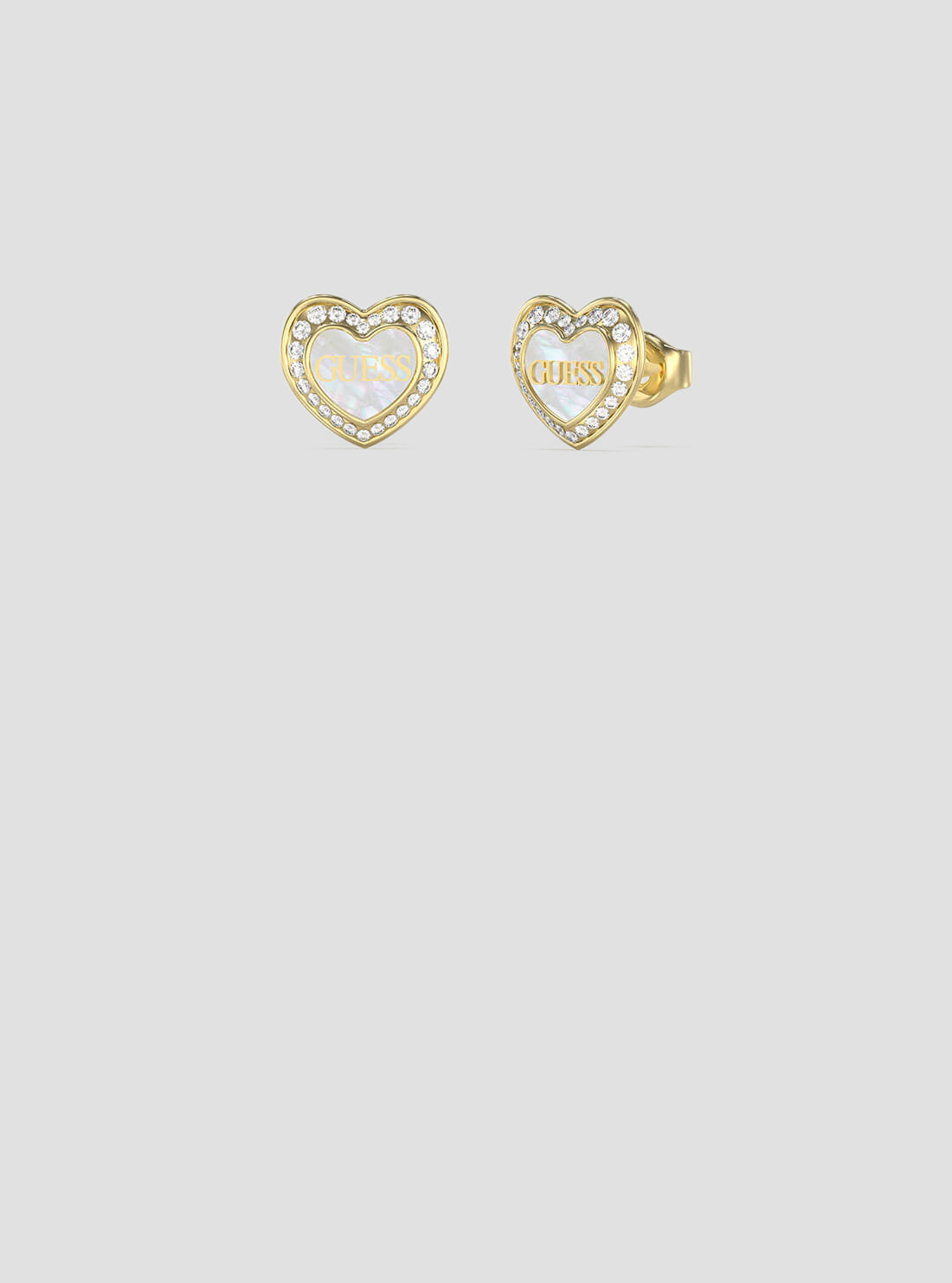 Gold Amami MOP Heart Stud Earrings | GUESS