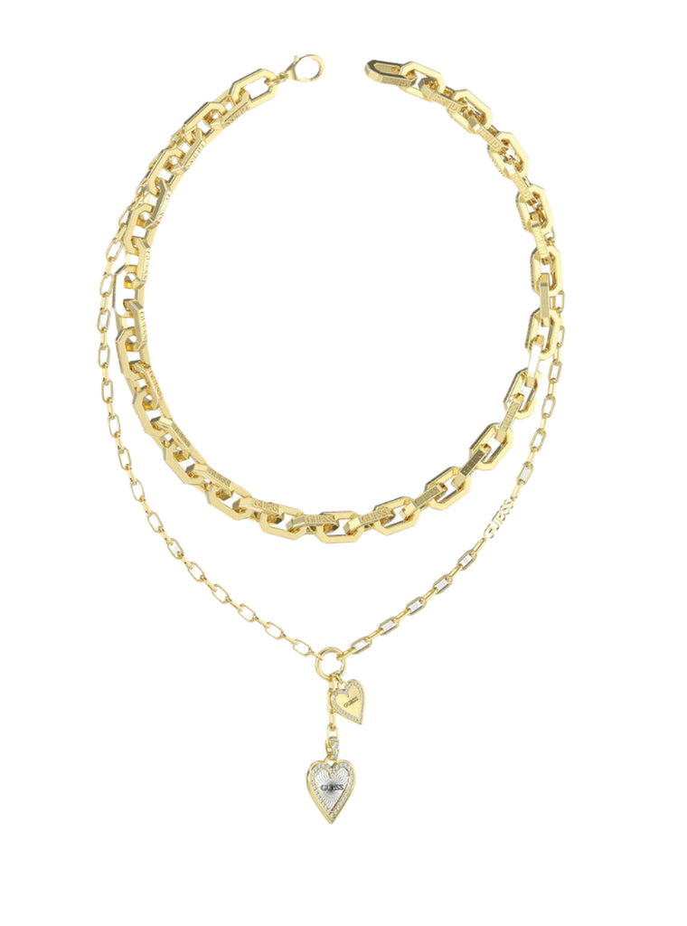 Gold Heart Pendant Dual Necklace | GUESS