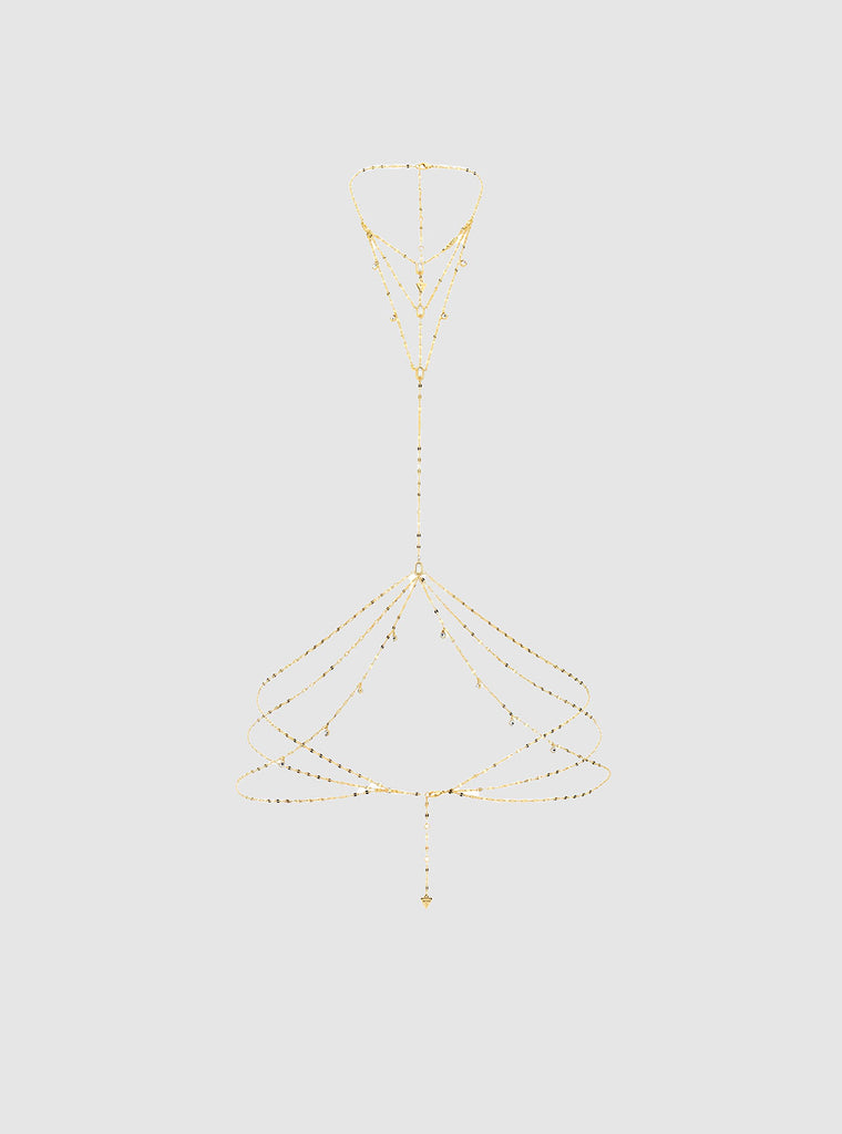 Gold Multi Crystal Body Chain | GUESS