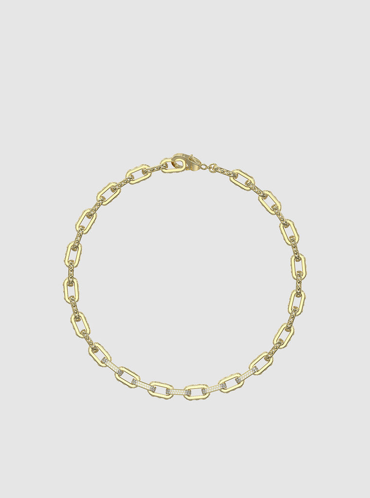 Gold Matelasse Pave Link Chain Necklace | GUESS
