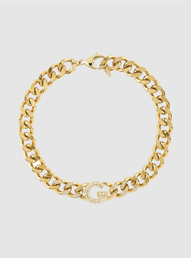 Gold G Pavé Chain Necklace | GUESS