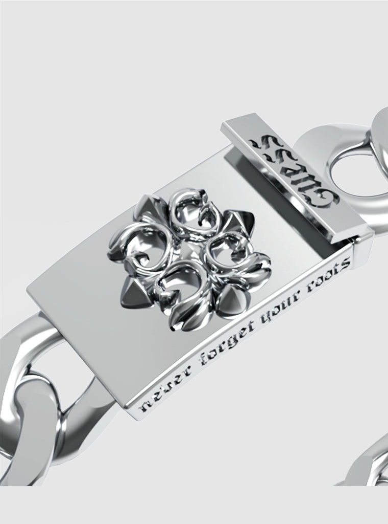 Silver Rebel Curb Chain Bracelet | GUESS