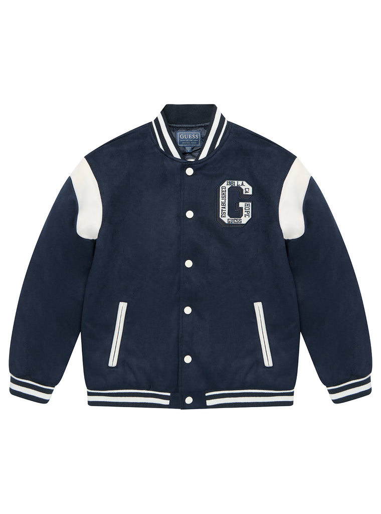 Blue Faux Suede Varsity Jacket (7-16) | GUESS