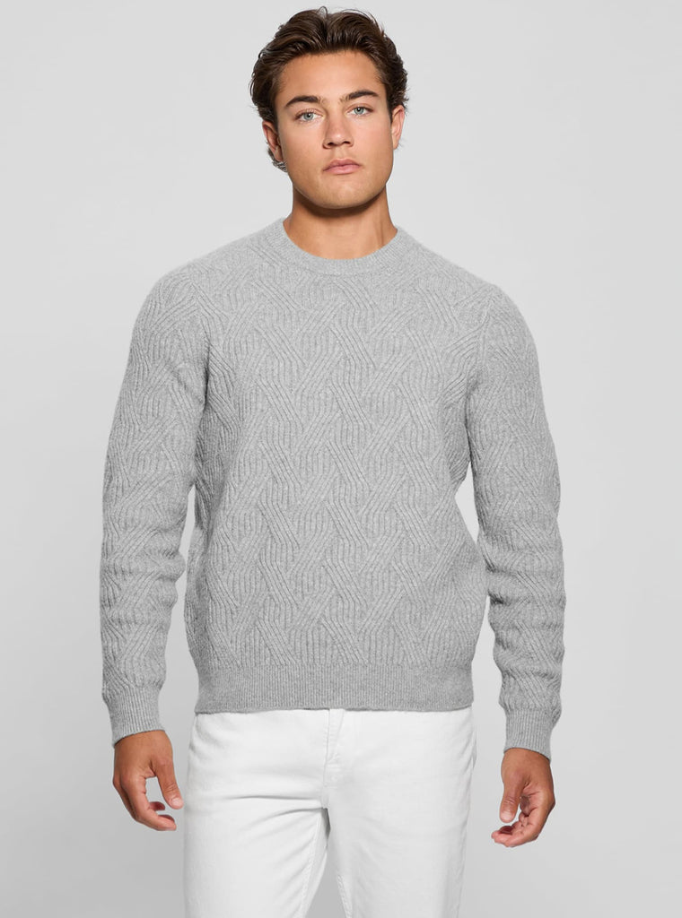 Grey Lattice Wesley Knit Jumper - GUESS