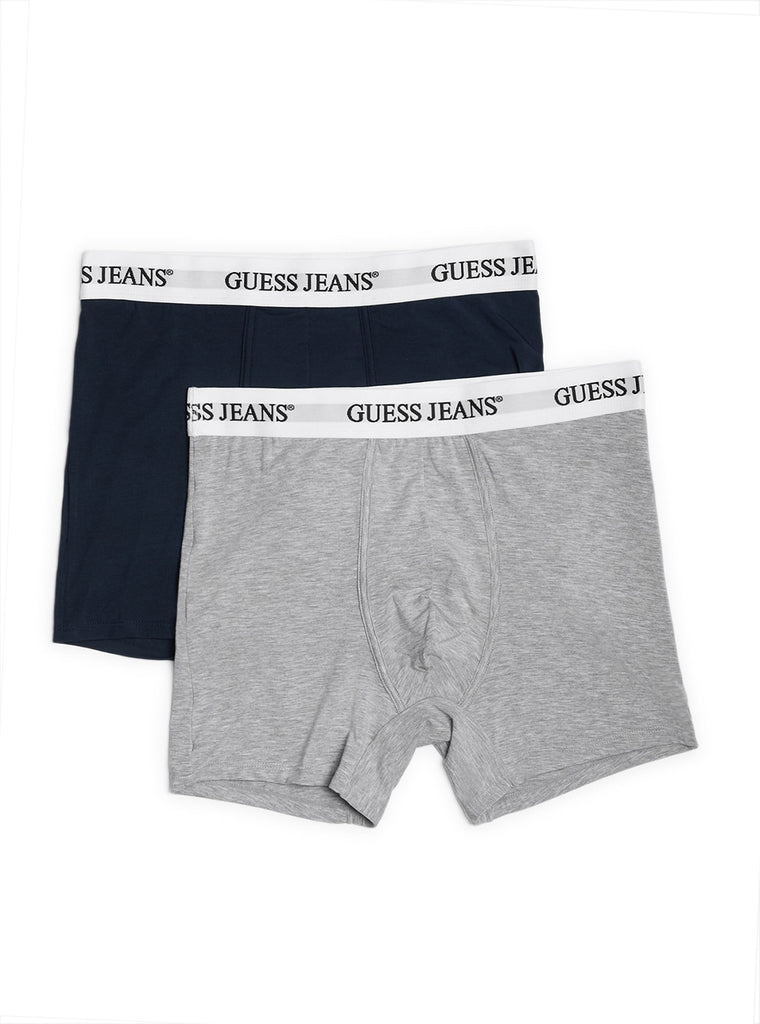 Guess Jeans Grey & Navy 2 Pack Boxer Briefs | GUESS