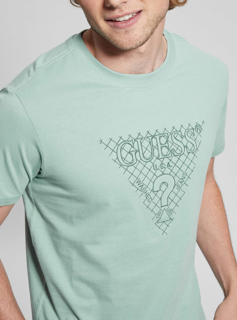 Eco Green Triangle Embroidered T-Shirt | GUESS