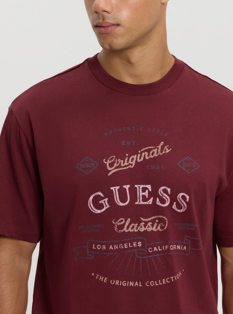 Guess Originals Red Script T-Shirt | GUESS