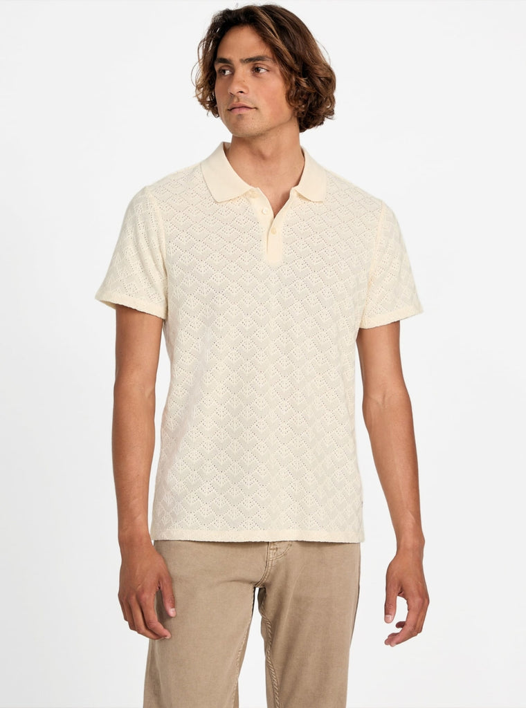 White Logan Knitted Polo Shirt | GUESS
