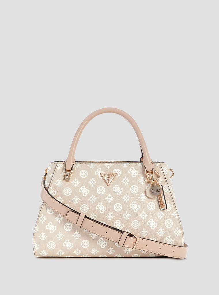 Beige Logo Noelle Luxury Satchel Bag | GUESS