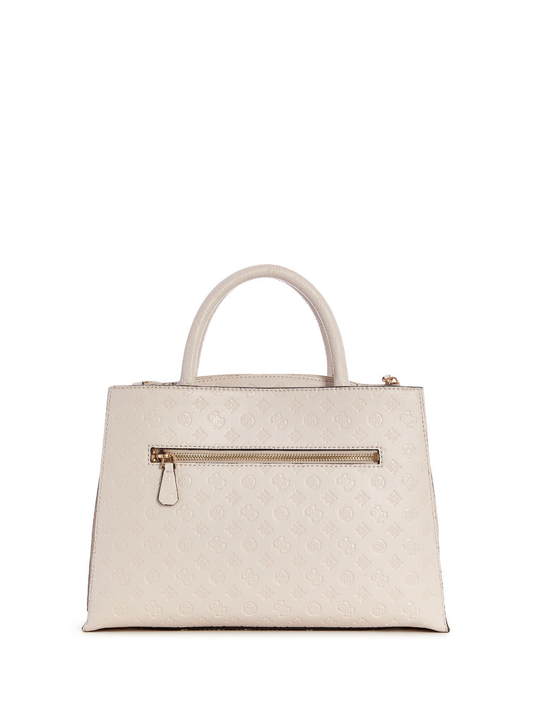 Taupe Logo Arlena Girlfriend Satchel Bag | GUESS
