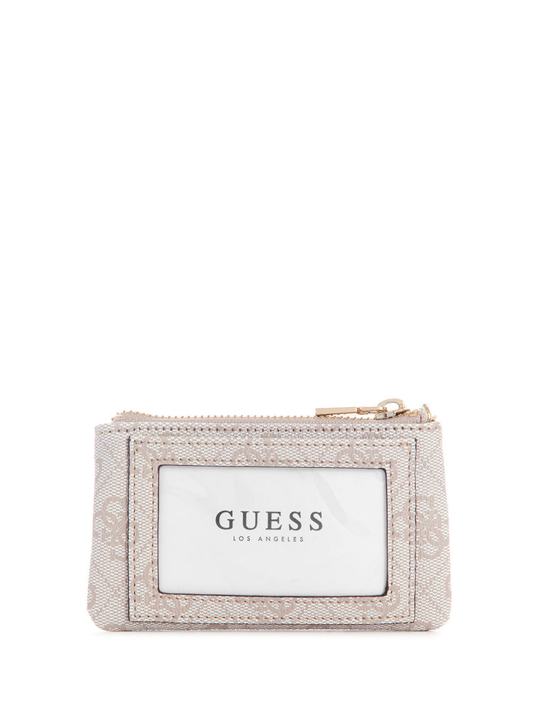 Pink Logo Laurel Zip Pouch | GUESS