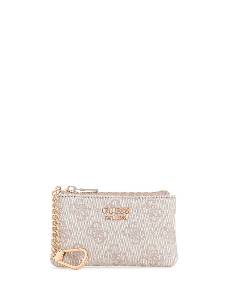 Pink Logo Laurel Zip Pouch | GUESS