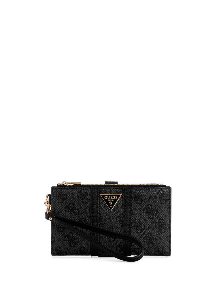 Black Logo Noreen Double Zip Wallet | GUESS