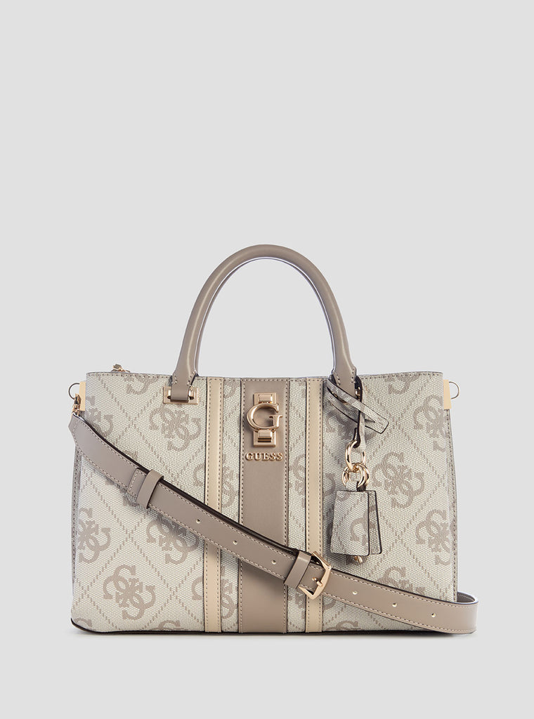 Dark Taupe Logo Erenia Girlfriend Satchel | GUESS