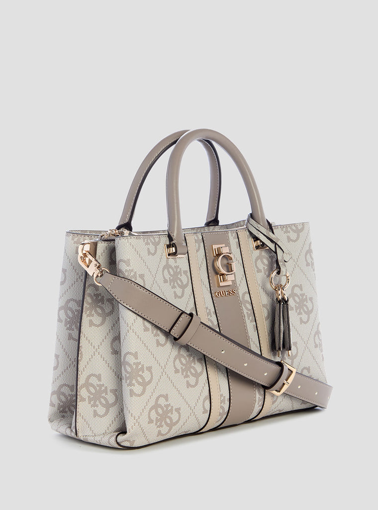 Dark Taupe Logo Erenia Girlfriend Satchel | GUESS