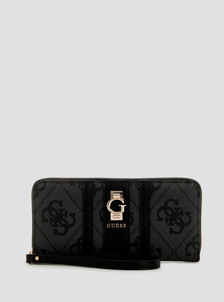 Black Logo Erenia Large Zip Around Wallet | GUESS