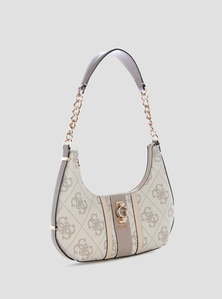 Taupe Logo Erenia Top Zip Shoulder Bag | GUESS