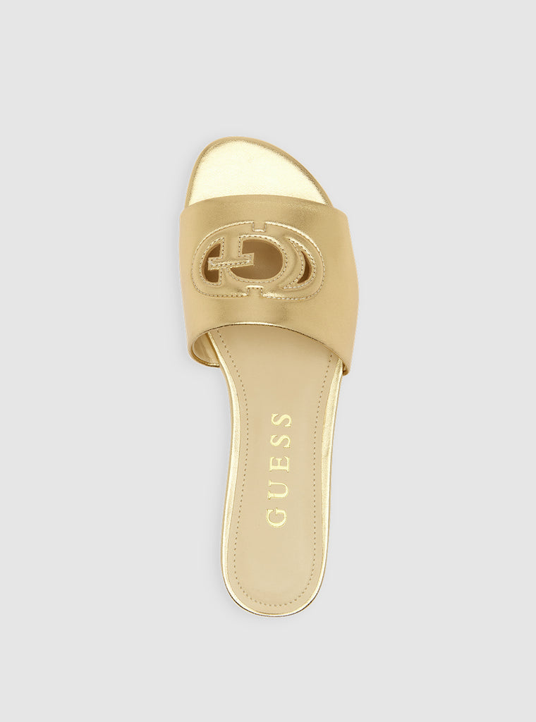 Gold Tashia Cutout Logo Slides | GUESS