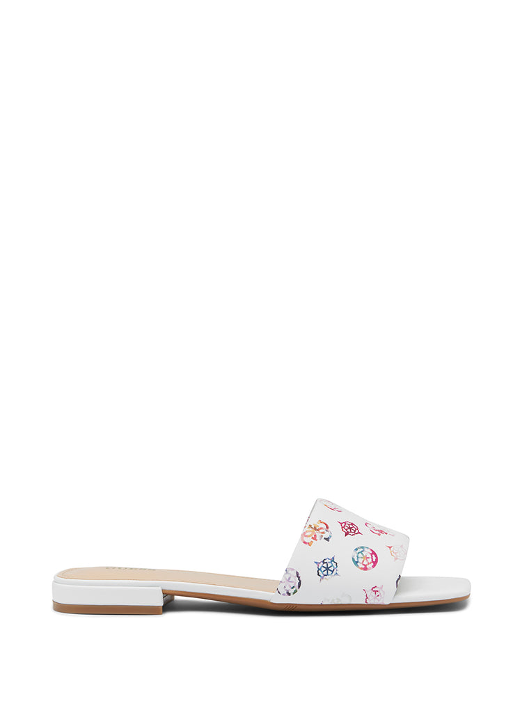White Multi Logo Task Slides | GUESS Women's Shoes