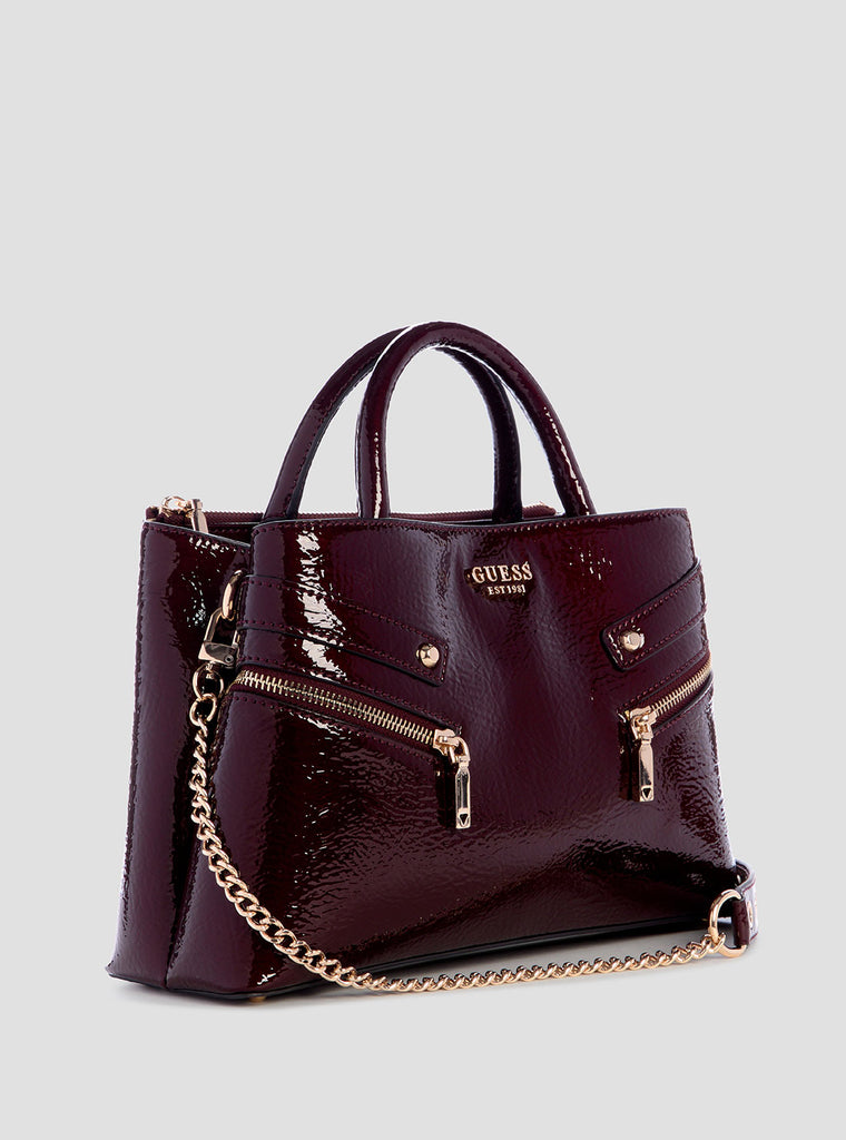Burgundy Trissa Girlfriend Satchel Bag - GUESS