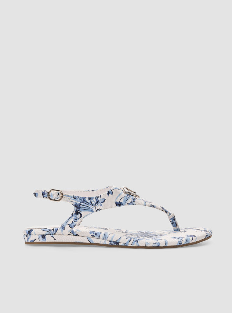 Blue Floral Print Unali Sandals | GUESS