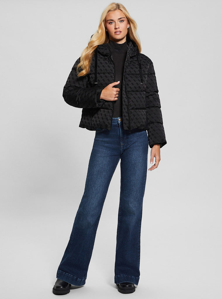 Black Logo Daisy Puffer Jacket | GUESS