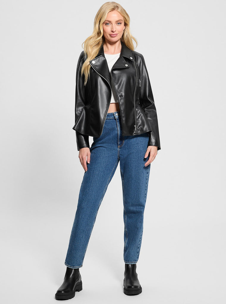 Black Ivy Peplum Moto Jacket | GUESS
