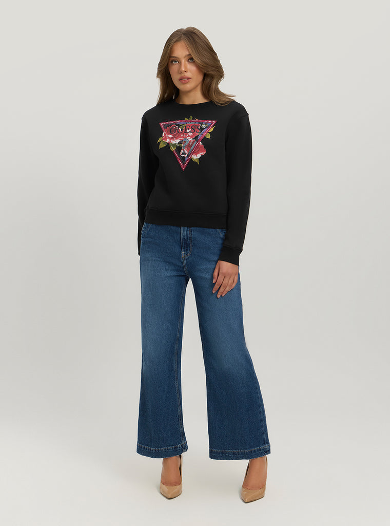 Eco Black Roses Logo Jumper | GUESS