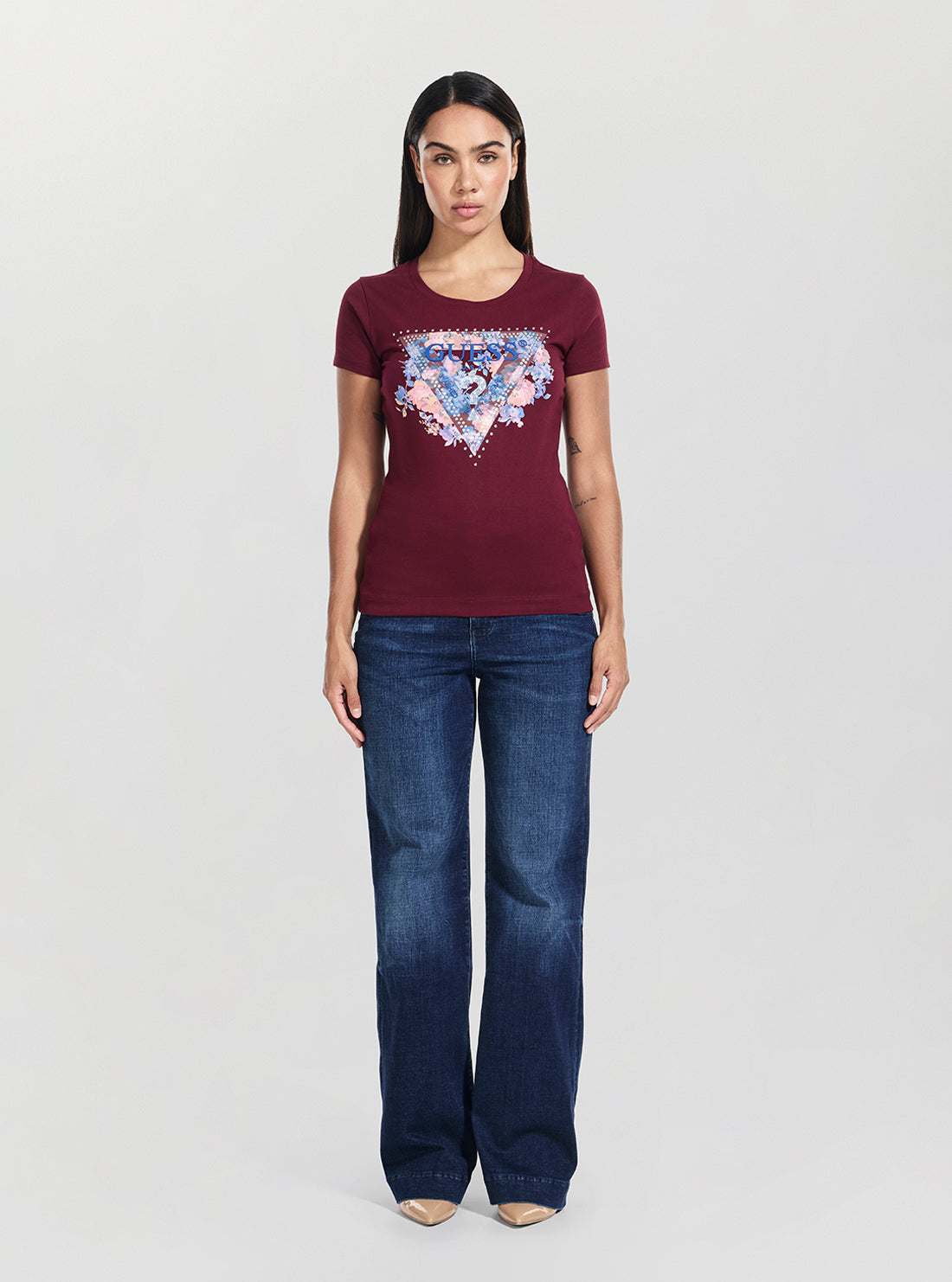 Red Peony Triangle T-Shirt | GUESS